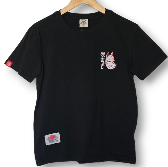 Japanese | Shirts | Samurai Cat Embroidered Fox Mask Harajuku Style ...